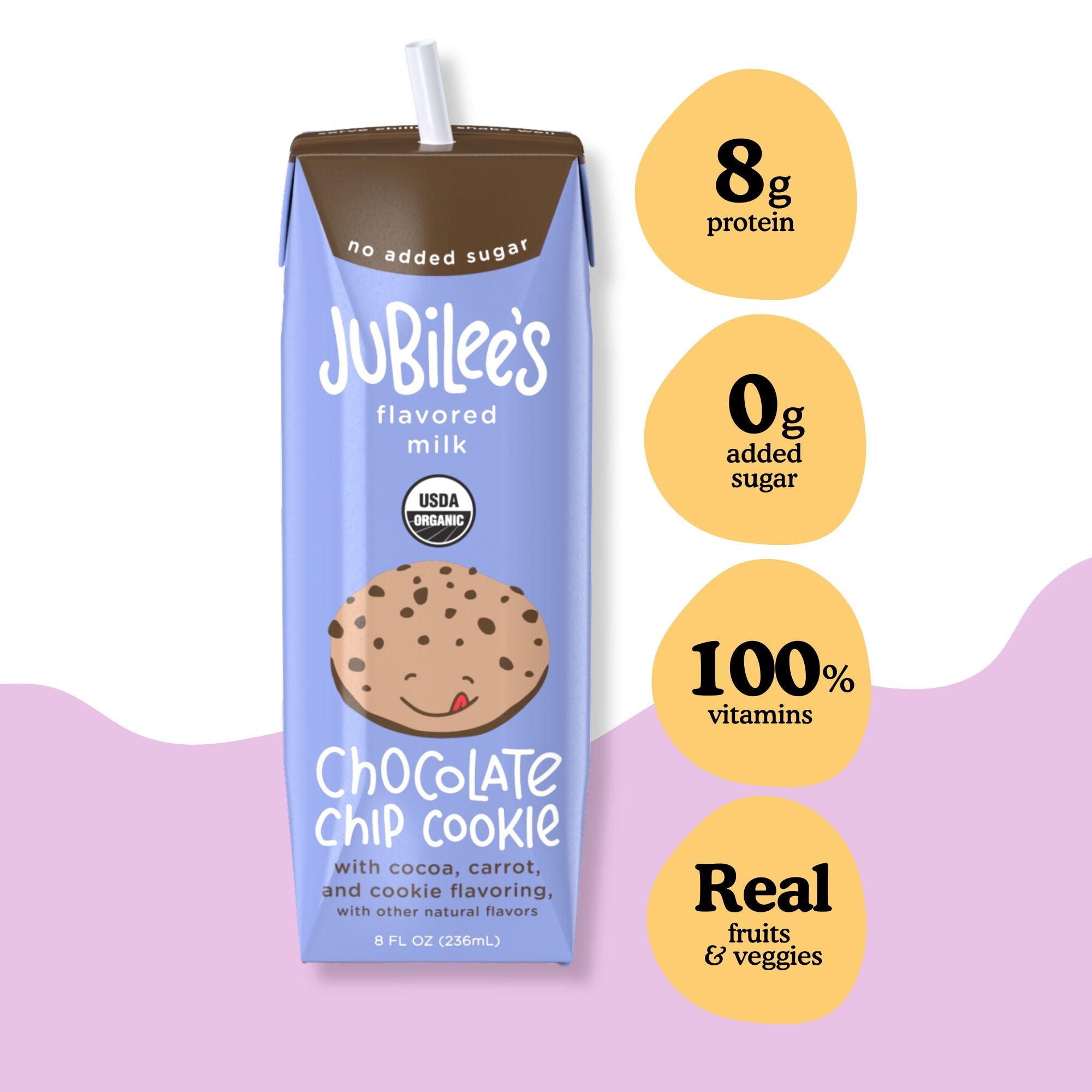 Chocolate Chip Cookie Organic Whole Milk Box (single 8 oz) – Jubilee's